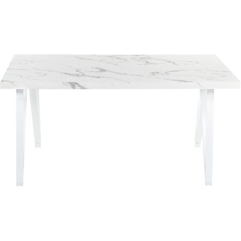 Dining Table GRIEGER White Marble 160 cm 90 cm