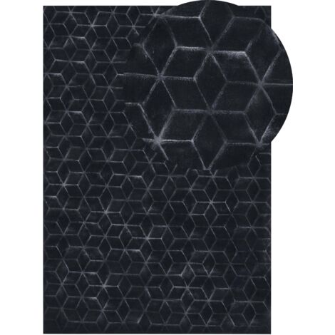 Shaggy Artificial Rabbit Faux Fur Rug Soft Fluffy 160 x 230 cm Black Thatta