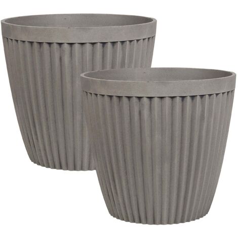 Set of 2 Plant Pots POKA 36 cm Taupe