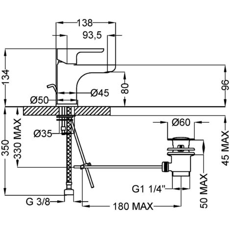 Teorema - Miscelatore Lavabo Con Saltello 1"1/4 Cromato - Serie: Goodlife