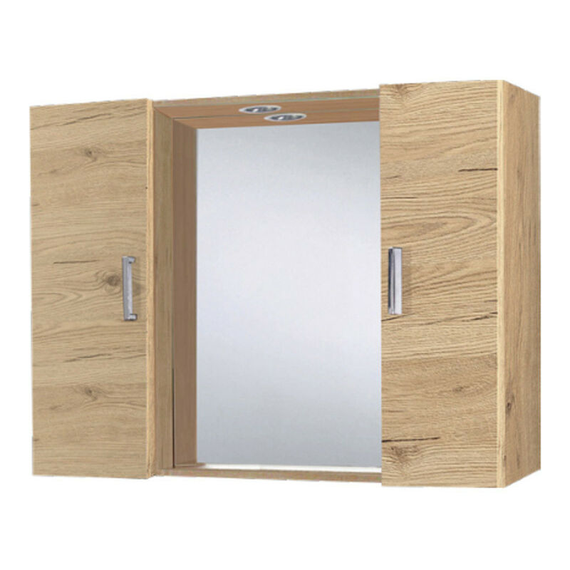 Specchio Contenitore Con 2 Ante + Faretto Led Cromato - 81 x 60 x 16 cm ...