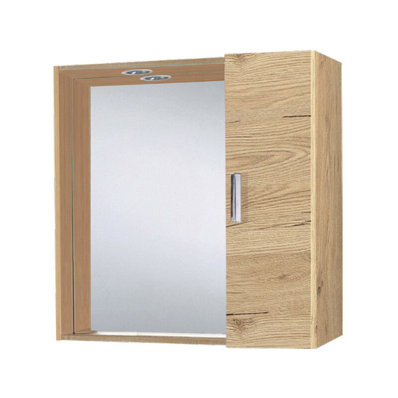 Specchio Contenitore Con 1 Anta + Faretto Led Cromato - 63 x 60 x 16 cm ...