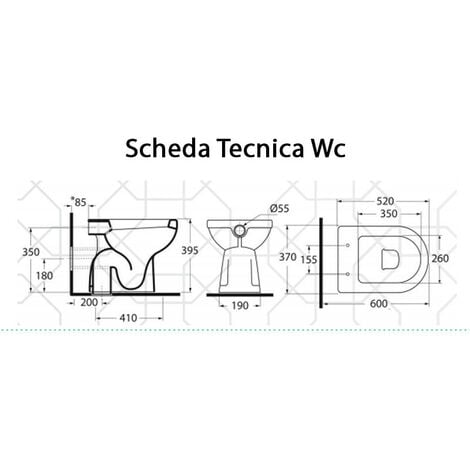 WC a Terra Tradizionale con Brida DIANA Senza Sedile Coprivaso In Ceramica