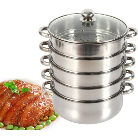 Pot de Cuisson à Insert Vapeur à 5 Niveaux 28cm Cuiseur Vapeur Insert ...