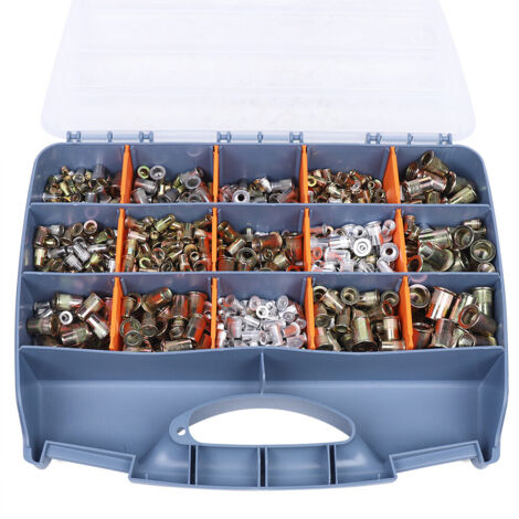 1200 Pcs Acier Rivet Nut Assortiment Boîte Aveugle Rivet Nuts Set ...
