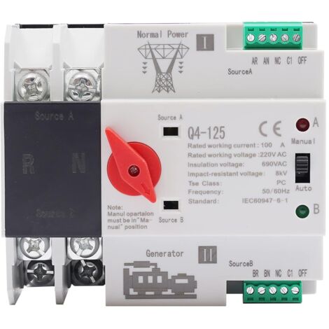 Commutateur de transfert automatique 2P 100A double puissance commutateur D'alimentation de ...