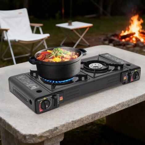 Réchaud à gaz de camping à 2 feux - Portable - Pour l'extérieur - 64 x ...