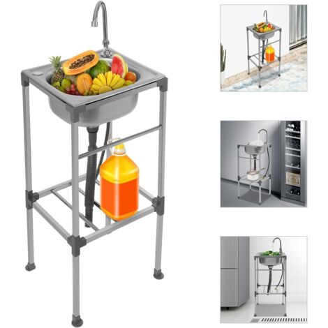 Évier de cuisine mobile en acier inoxydable avec robinet, tuyau de ...