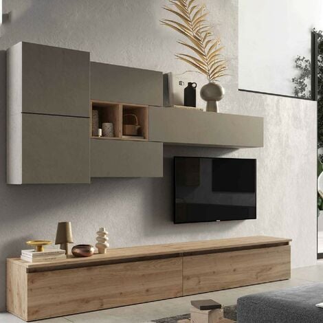 Parete attrezzata soggiorno comp 24, colore argilla-cadiz - Infinity