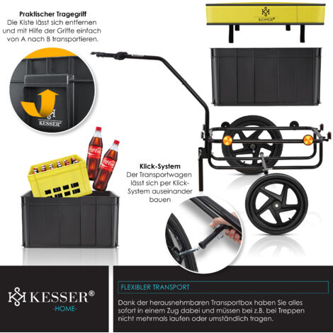 KESSER® Remorque vélo Remorque de transport Chariot à main avec ...