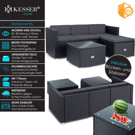 KESSER® Polyrattan Lounge Aruba - Salon de jardin pour 3-4 personnes ...