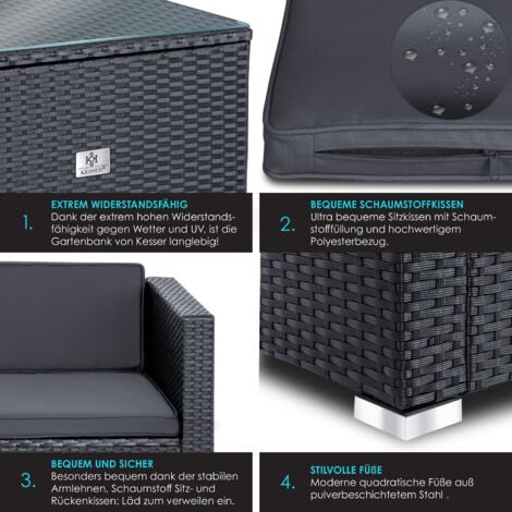 KESSER® Polyrattan Lounge Aruba - Salon de jardin pour 3-4 personnes ...