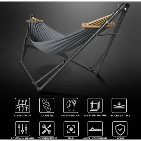 KESSER® Hamac Vill avec support Métal Pliable réglable Cadre stable ...