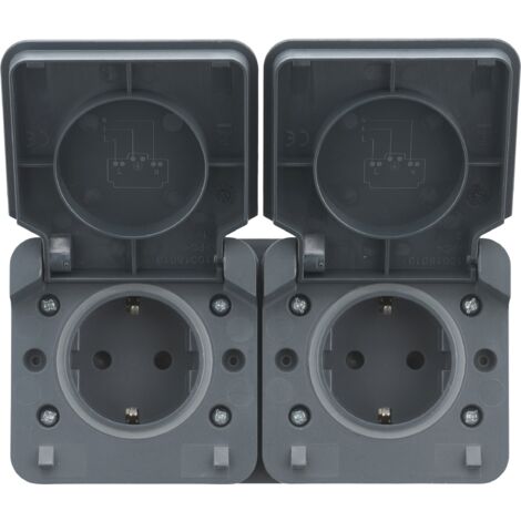 DEBFLEX - 730461 - CYKLONE IP55 Double Prise Schuko Horizontal Anthracite