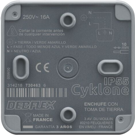 DEBFLEX - 730463 - CYKLONE IP55 Prise SCHUKO Anthracite