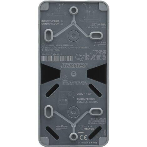 DEBFLEX - 730462 - CYKLONE IP55 DUO Va et Vient + Prise Schuko Vertical ...
