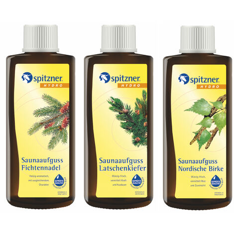 Spitzner Saunaaufguss 3er Set Fichtennadel Latschenkiefer Nordische Birke 3x 190ml