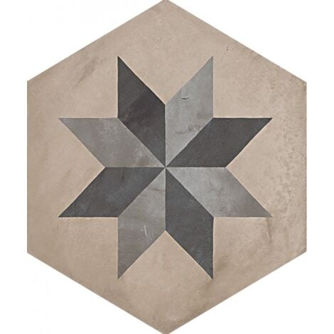 Carrelage sol / mur hexagonal effet ciment motif étoile 25x21,6 cm ...
