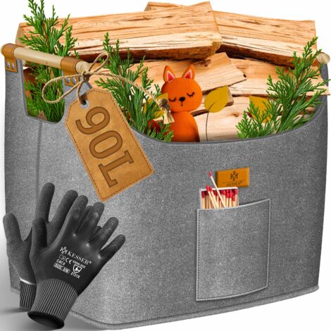 KESSER® Cesta para Leña Bolsa para leña de fieltro extra grueso ...