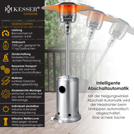 KESSER® Radiant heater gas patio heater 14kW radiant gas heater radiant ...