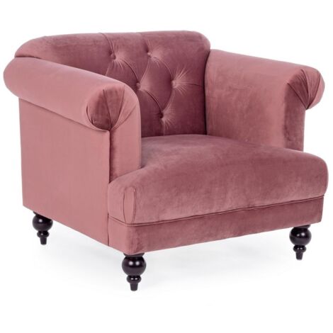 Samtsessel "Blossom" in rosa Chester Modell h 78 cm moderne Wohnzimmermöbel
