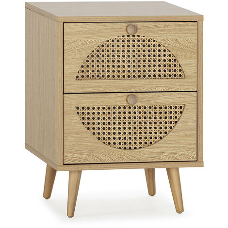 Comodino Luna 2 cassetti colore rovere