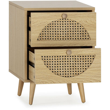 Comodino Luna 2 cassetti colore rovere