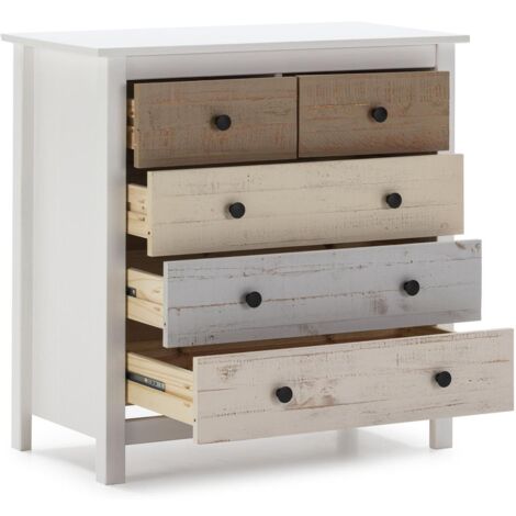 Cassettiera Magda Bianco con 5 cassetti di Diversi Colori, Realizzato ...