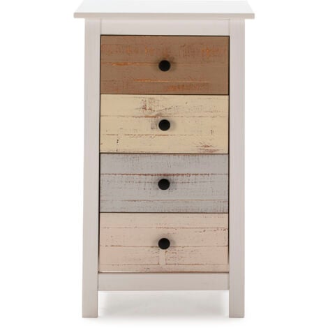 Cassettiera Magda Bianco con 4 cassetti di Diversi Colori, Realizzato ...