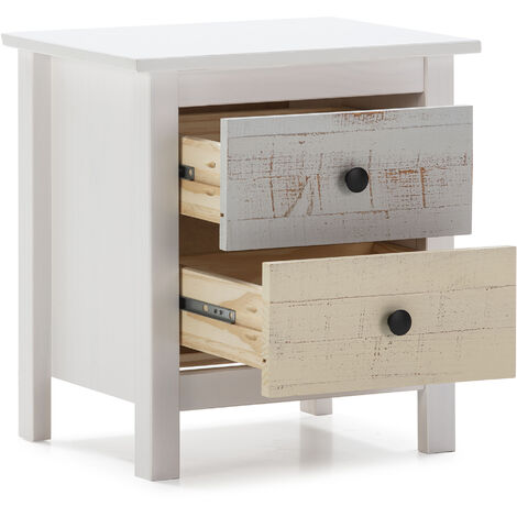 Comodino Magda Bianco con 2 cassetti di Diversi Colori, Realizzato in ...