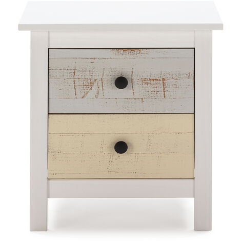Comodino Magda Bianco con 2 cassetti di Diversi Colori, Realizzato in ...
