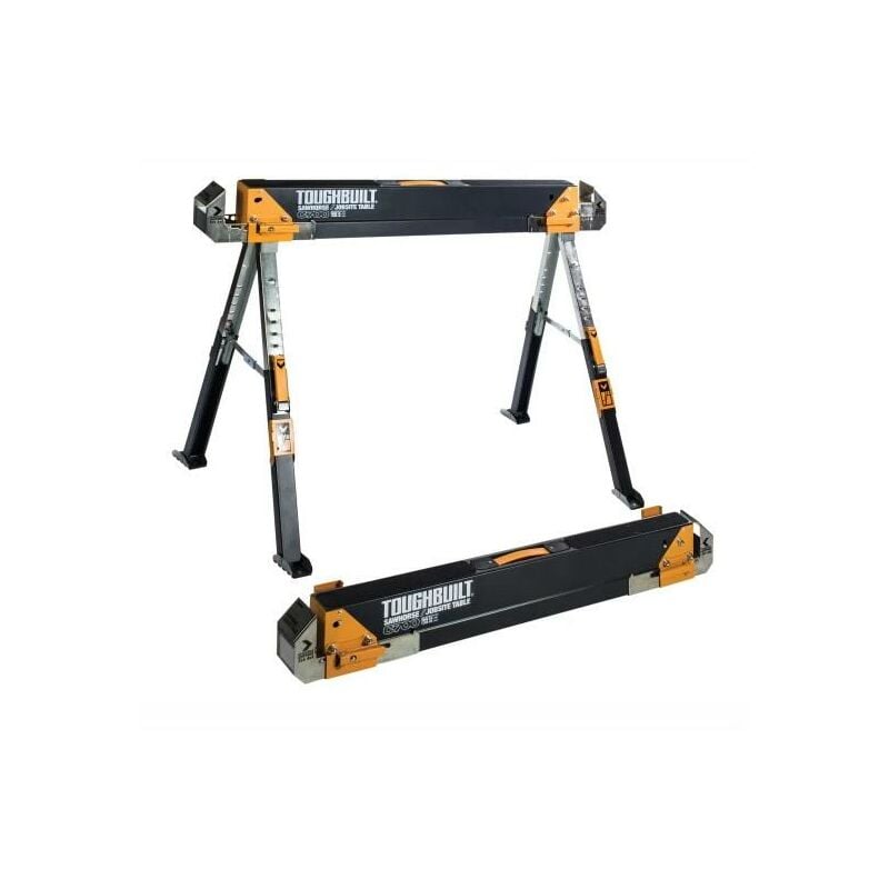 ToughBuilt TOU C700 2 Saw Horse Adjustable Jobsite Table Twin Pack ADD YOUR FREE GIFT BELOW