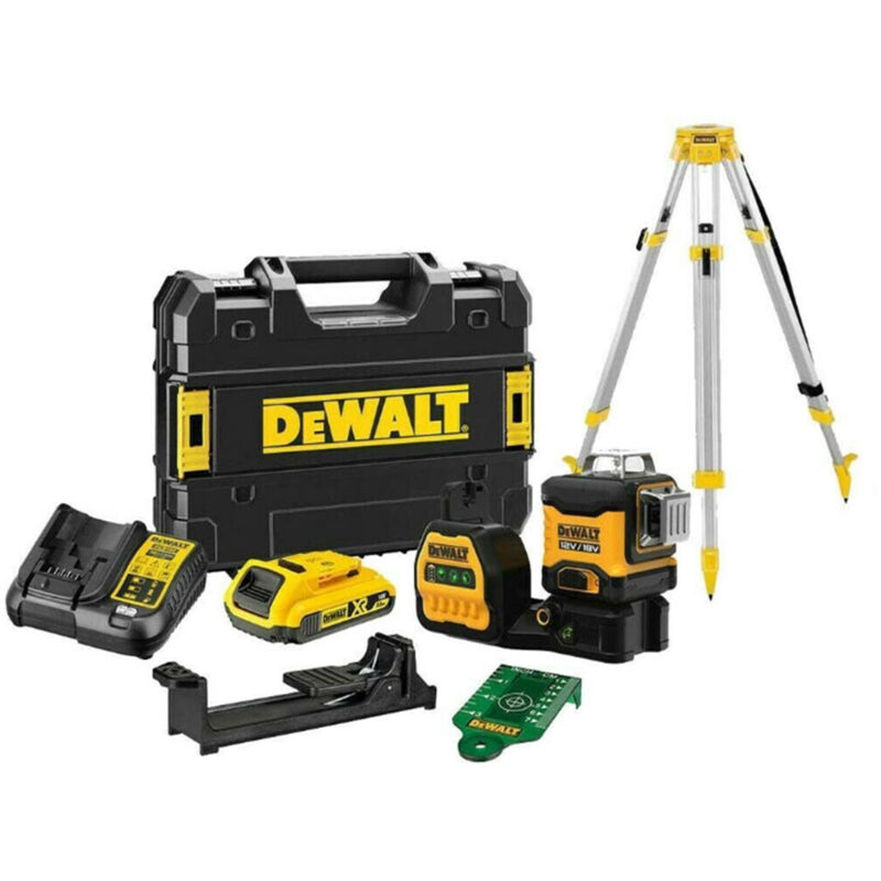 DeWalt DCE089D1G18 Cordless 18V 3x360° Self Level Green Laser + Tripod ...