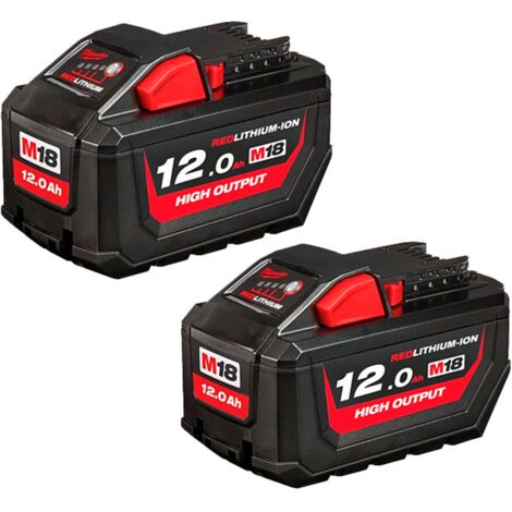 Milwaukee 2 x M18HB12 18v M18 12.0Ah Li-ion REDLITHIUM High Output Battery Twin