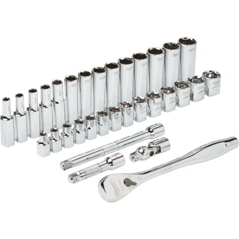 Milwaukee 4932464945 32 Piece 3/8" Drive Ratchet & Socket Set - Metric