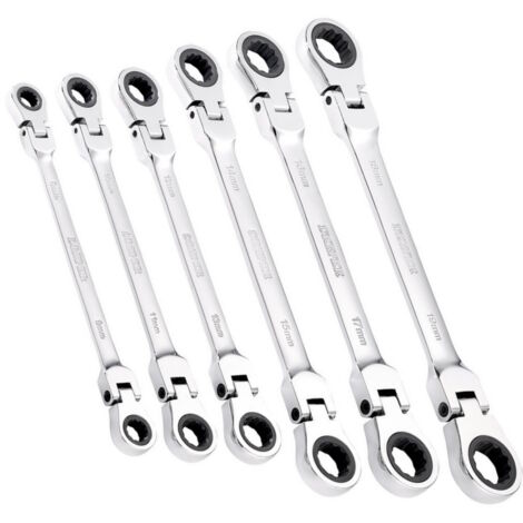 Draper Metric Flexible Head Double Ring Ratchet Spanner Set 6 Piece 27762