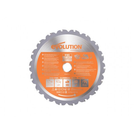 Evolution R185TCT-20CS 185mm x 20mm 20T Multipurpose Circular Saw Blade