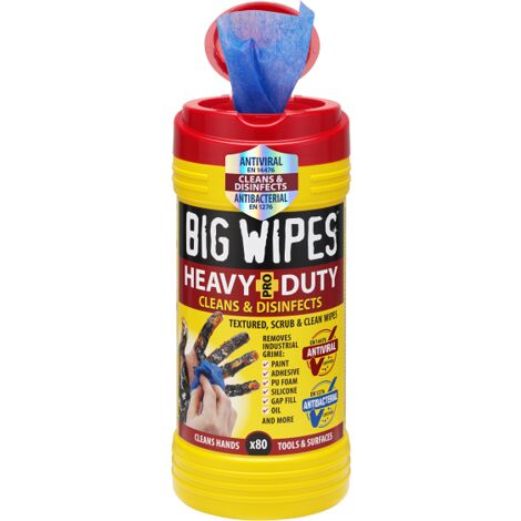 Big Wipes Red Top 4x4 Heavy-Duty Large Hand Cleaning Wipes Tub of 80