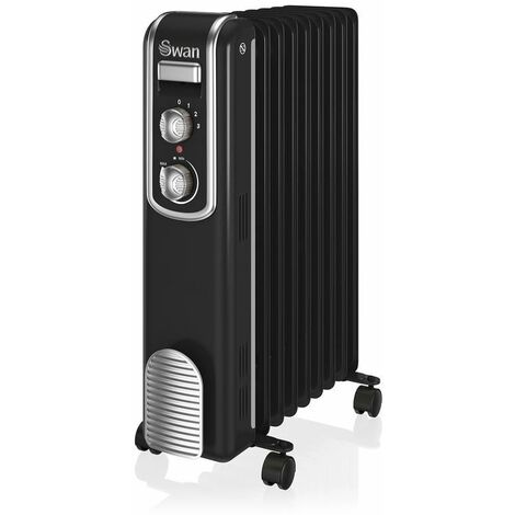 Swan Retro 2000W Oil Filled Radiator Black