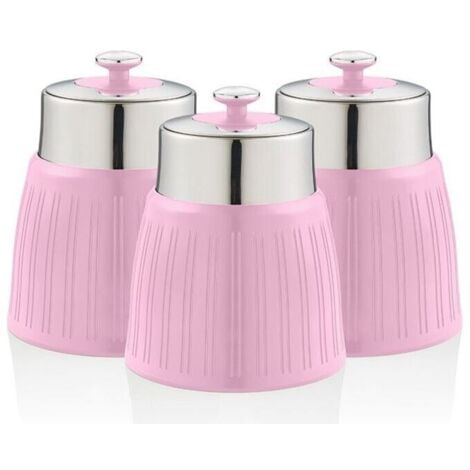 Swan Retro Set of 3 Canisters Pink