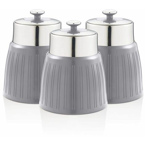 Swan Retro Set of 3 Canisters Grey