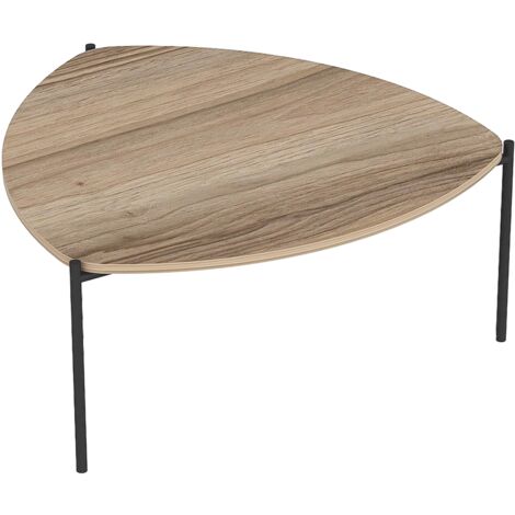 Mesa de centro triangular en acero y imitación madera FSC
