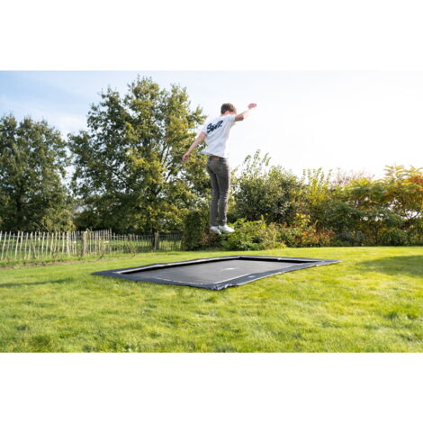 Trampoline de sport enterré au niveau du sol EXIT InTerra 244x366cm - noir
