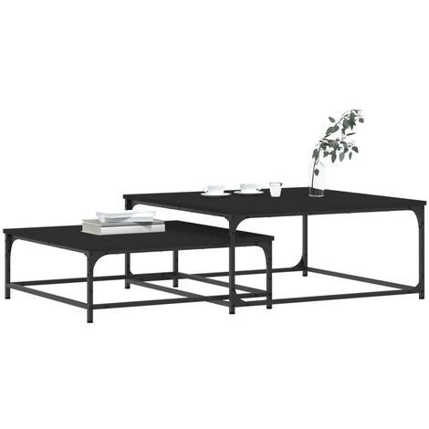 Tables basses gigognes VidaXL 2 pcs en bois noir et design moderne ...