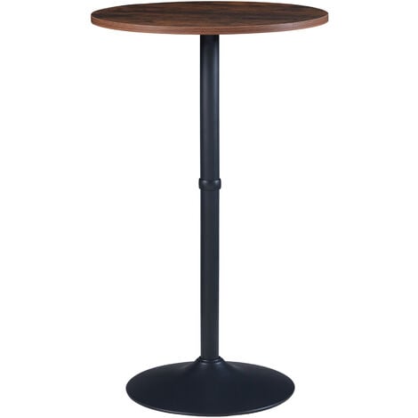 Table haute ronde Vantaa acier MDF 100 x 60 cm noir effet noyer