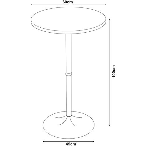 Table haute ronde Vantaa acier MDF 100 x 60 cm noir effet noyer