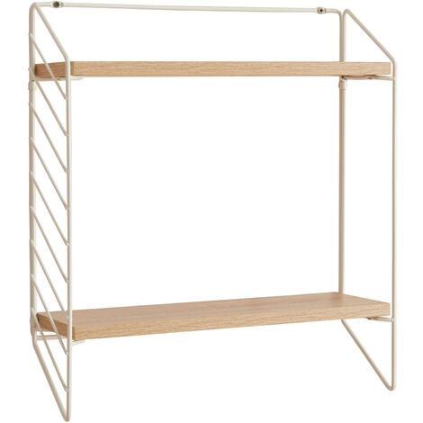 Étagère murale Bømlo avec 2 niveaux 48 x 42 x 14 cm blanc effet chêne