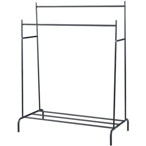 Supports de cintre en métal avec 2 barres et une étagère à cadre noir ...