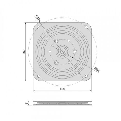 Emuca Base pivotante 4, 100kg, Acier, zingué