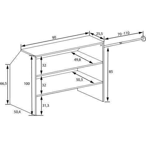 Dacho Regal für schräge Wand 2 Ablagen Eiche dekor.